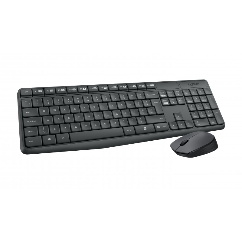 logitech mk235 clavier rf sans fil qwerty us international gris - claviers