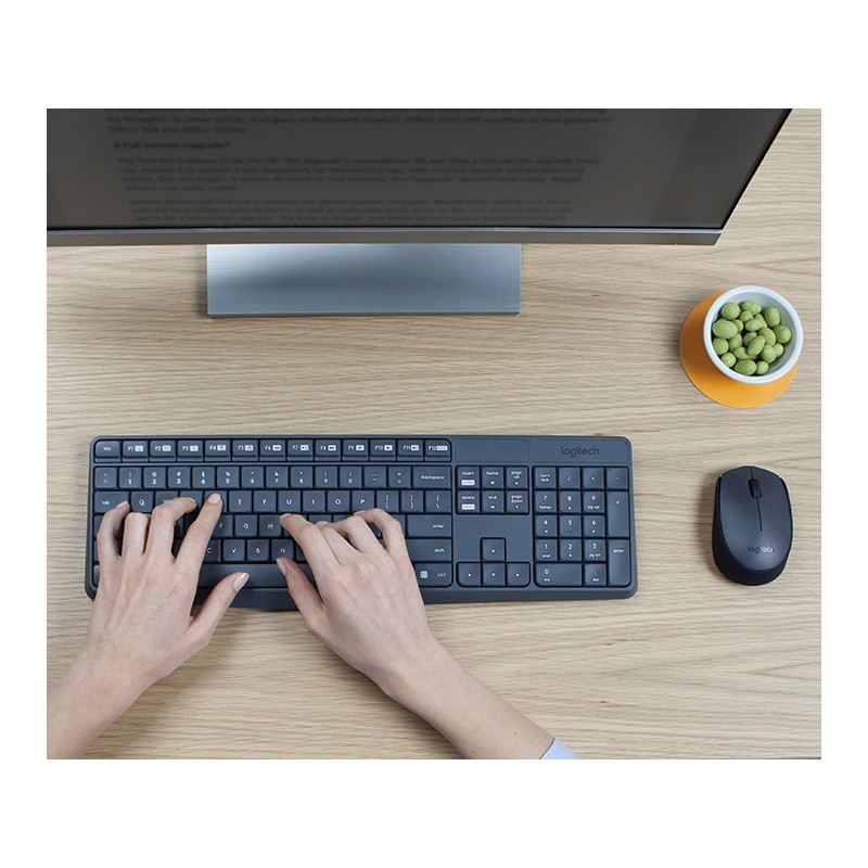 logitech mk235 clavier rf sans fil qwerty us international gris - claviers