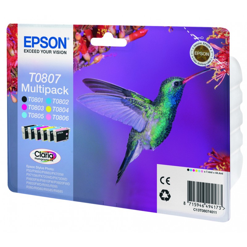 EPSON encre Color Multipack T0807 C13T08074011 VE 6 x 7 4ml Stylus R265 ...