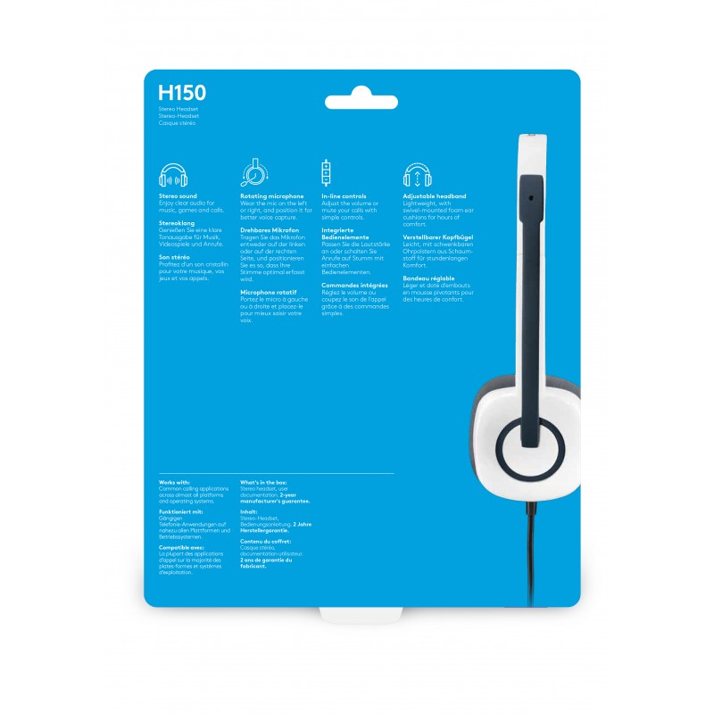 logitech h150 casque arceau blanc - casques et enceintes