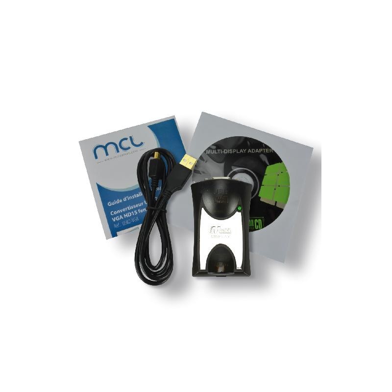 mcl usb2-vga adaptateur graphique usb 1920 x 1080 pixels noir, blanc ...